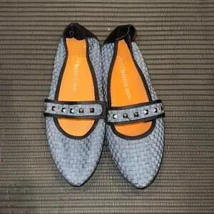 bernie mev. | Shoes | Blue And Black Weaved Texture Mary Janes With ...